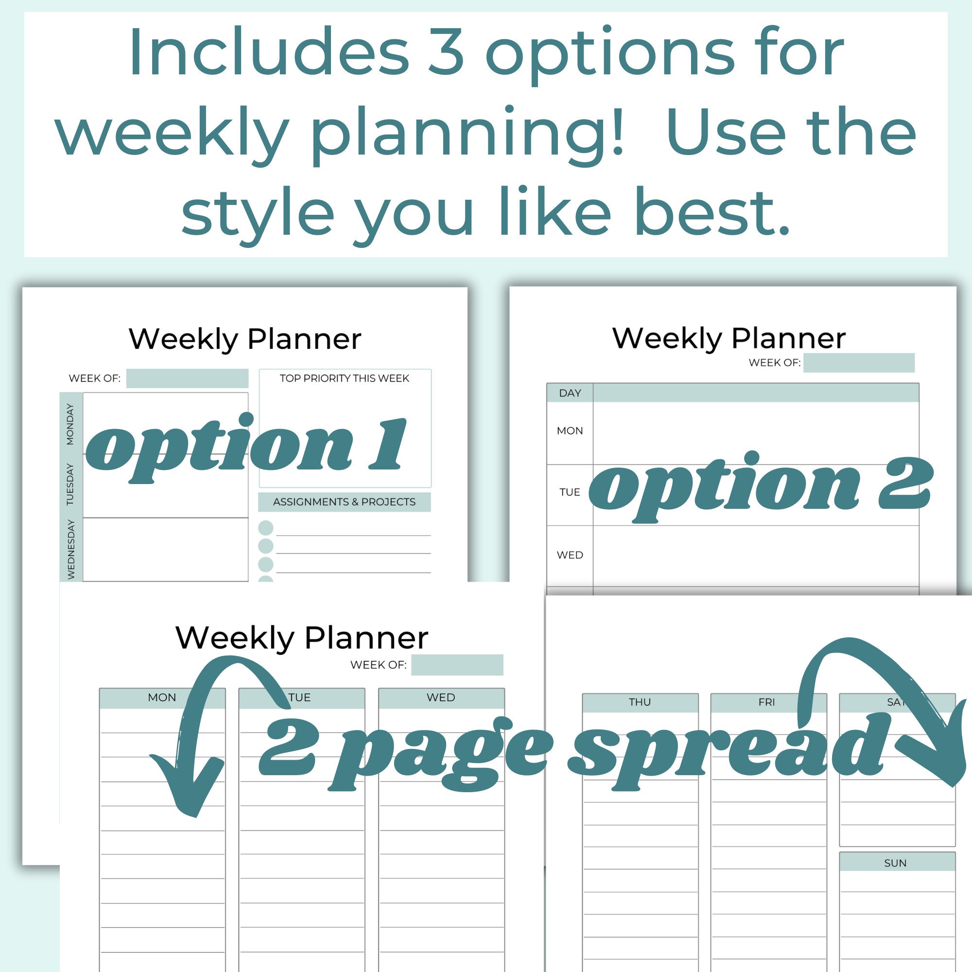 Middle School Student Planner Printable, ADHD Middle School Planner ...
