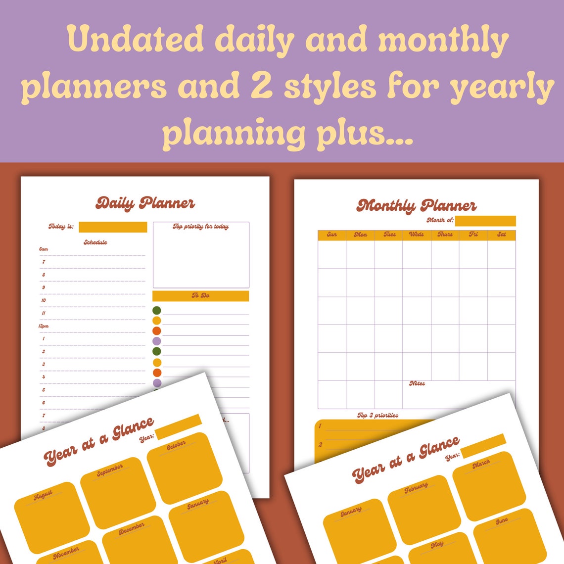 Groovy Planner Printable, Academic Planner, Fall Theme Printable ...
