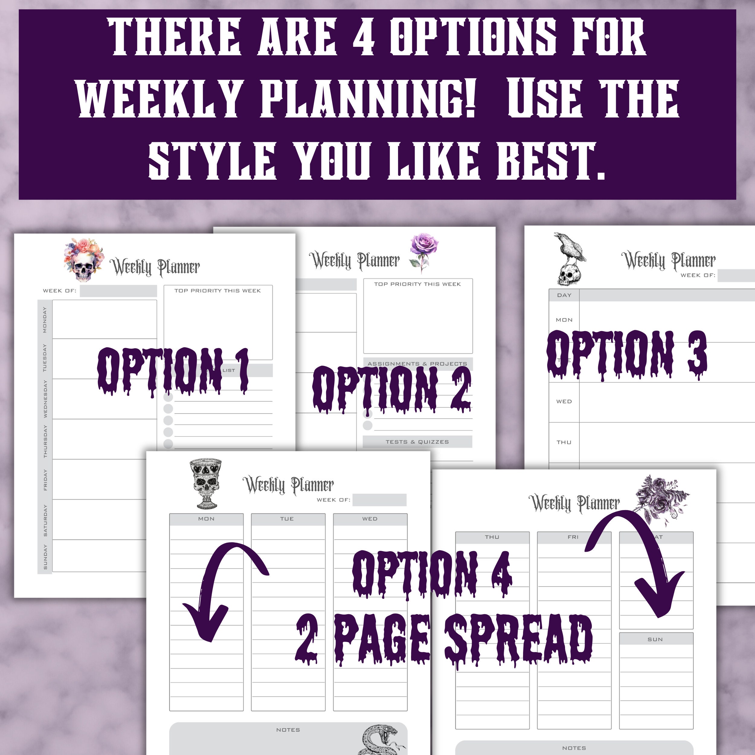 Whimsigoth Student Planner Printable, Dark Academia Printable Planner ...