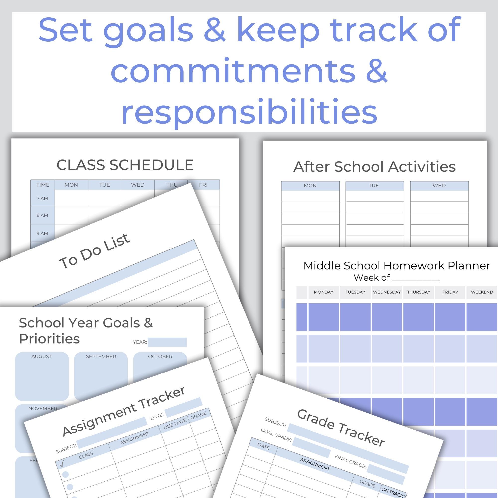 2025 Middle School Planner Printable Academic Planner Calendar, ADHD ...