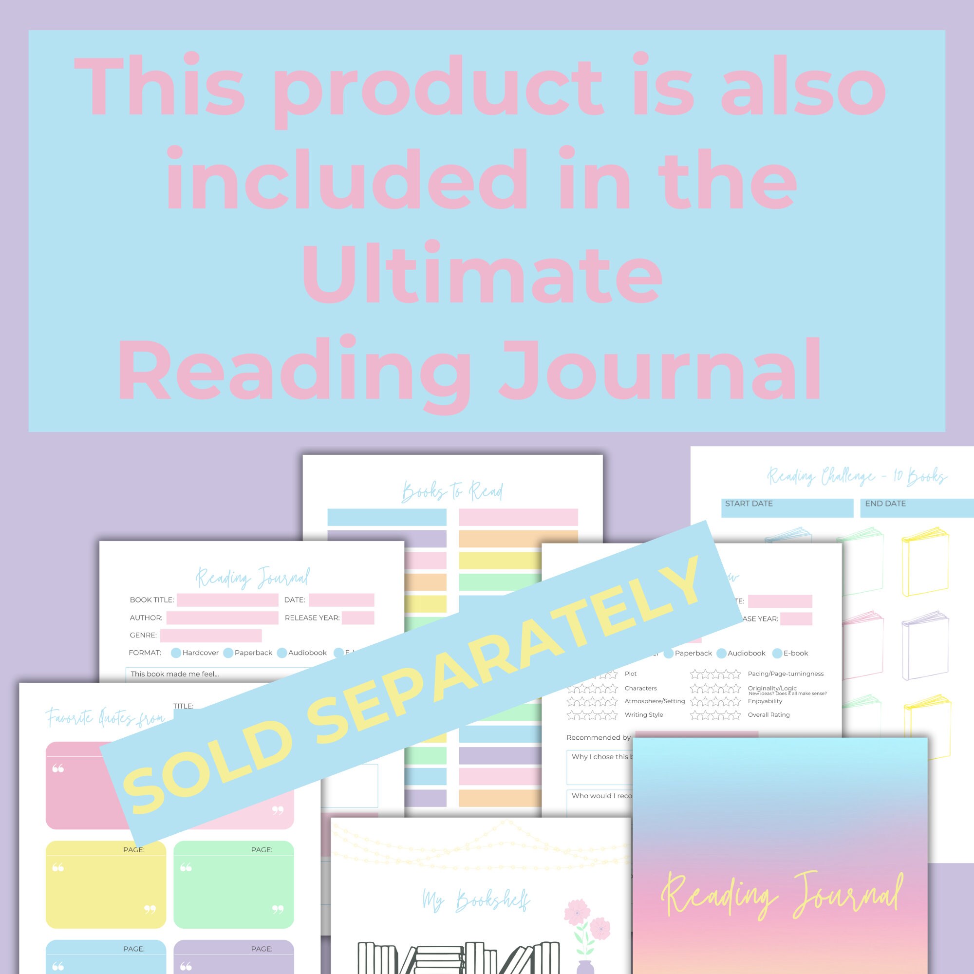 Reading Challenge 10, 25, 52, 100 Book Challenge Planner, 25 Book ...