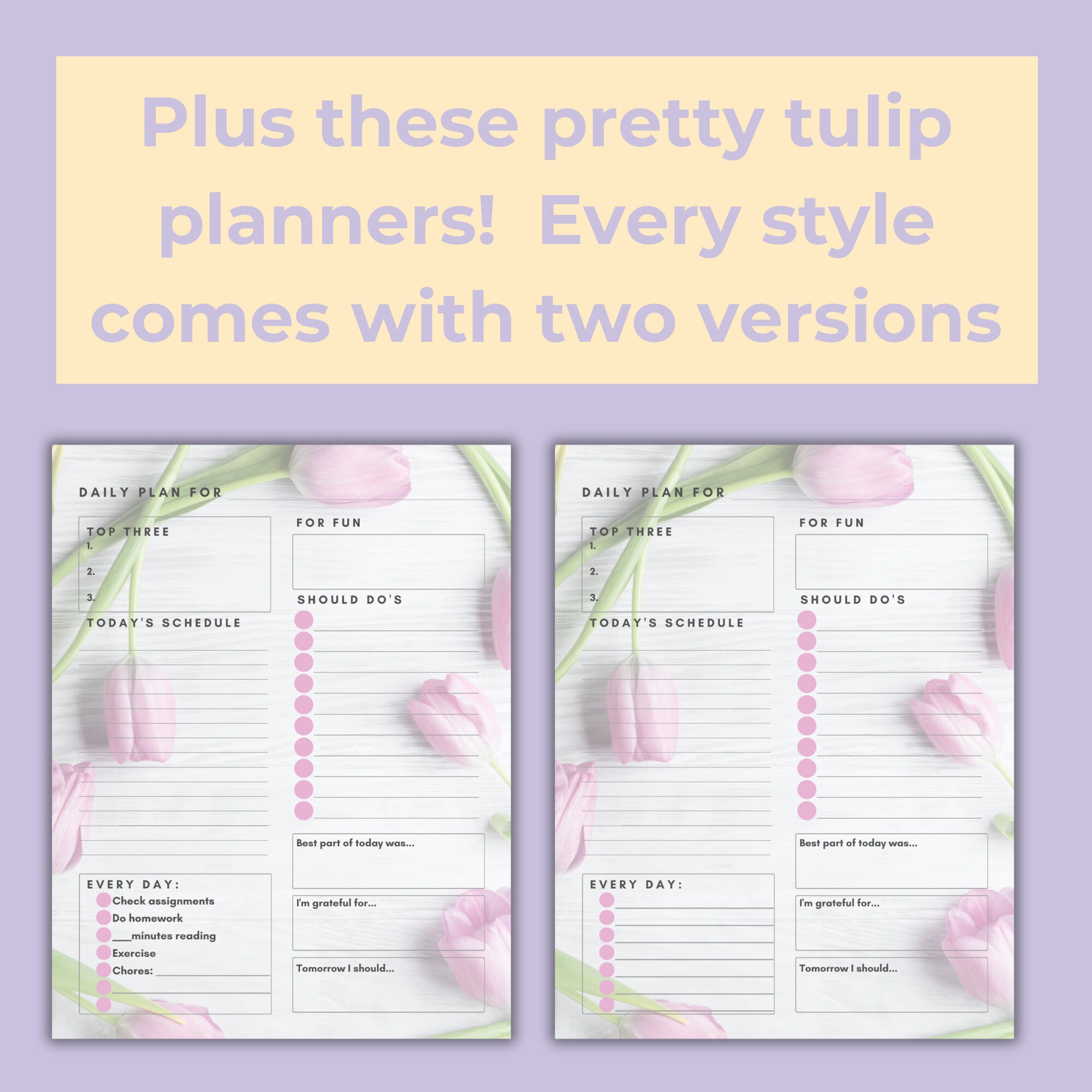 Cute Planner Inserts for Spring Bundle, PDF for Teens & Tweens, Daily ...
