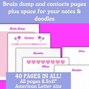 Y2K 90s Student Planner Printable Pink, High School Middle School ...