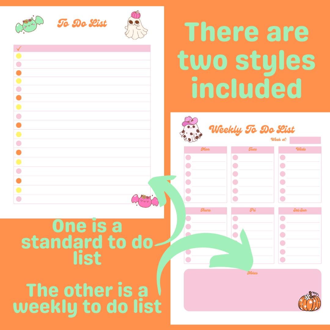 Spooky Cute Ghost Printable to Do List Planner Pages, Pastel Goth ...
