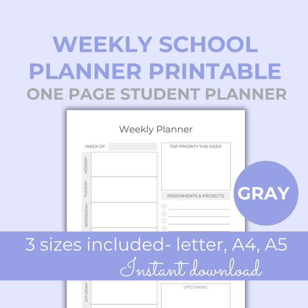 Middle School Planner Printable, Middle School Organization, ADHD ...