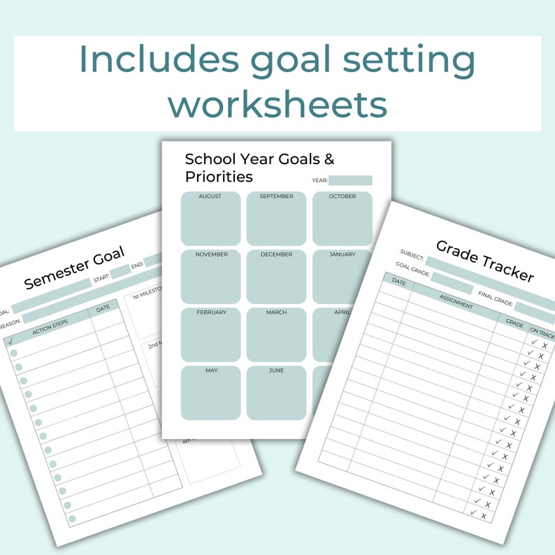 Middle School Student Planner Printable, ADHD Middle School Planner ...