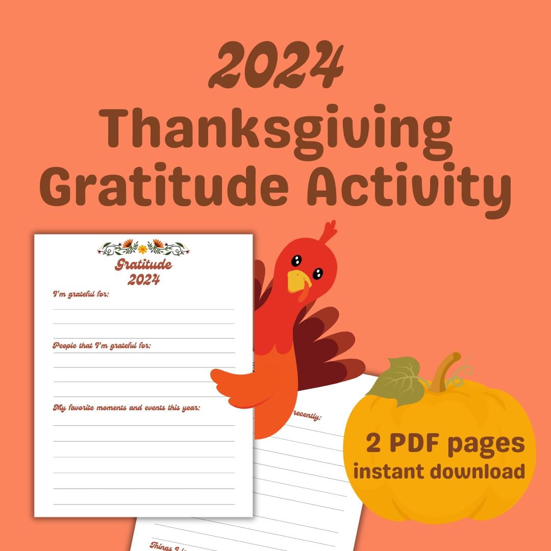 2024 Thanksgiving Gratitude Printable, Thanksgiving Activity Page ...