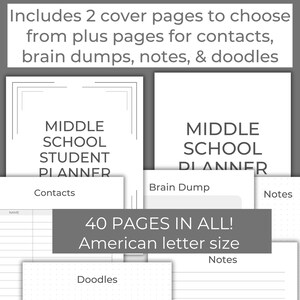 2025 Middle School Planner Printable, Middle School Organization ...