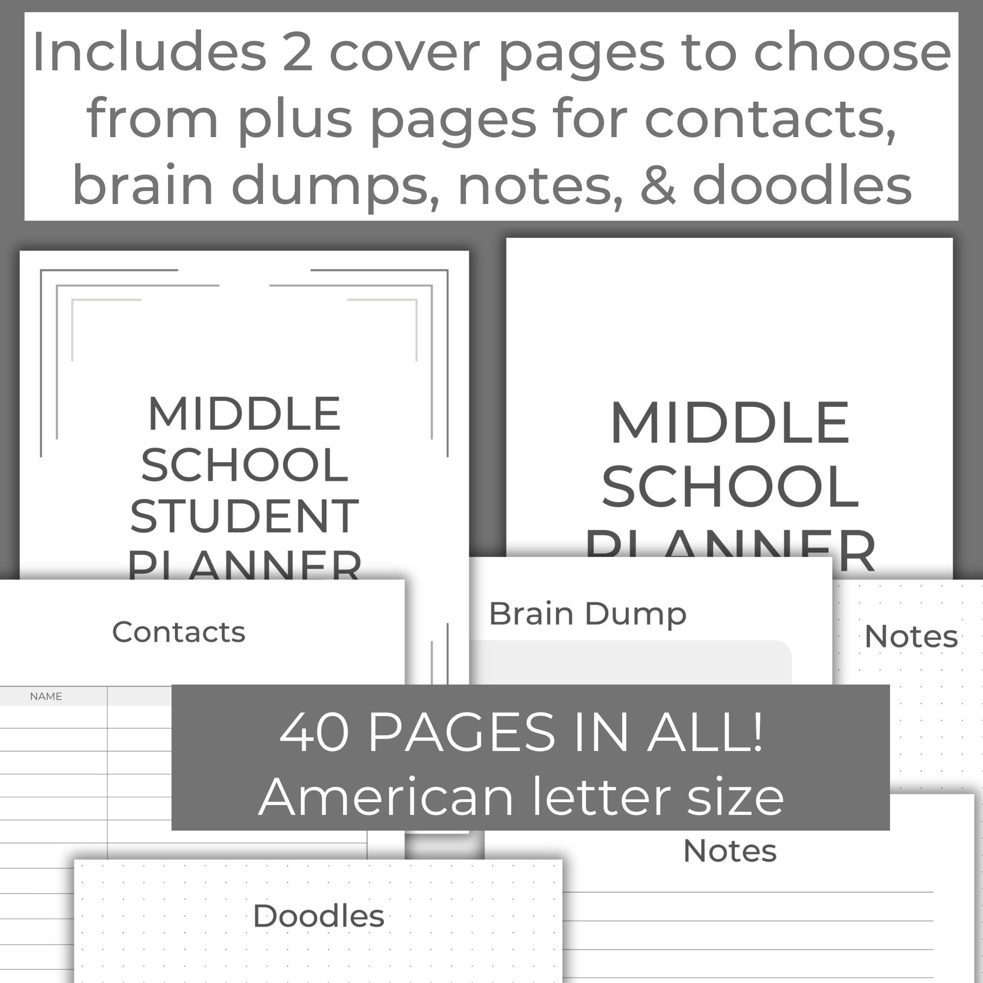 Middle School Planner Printable, Middle School Organization, ADHD ...