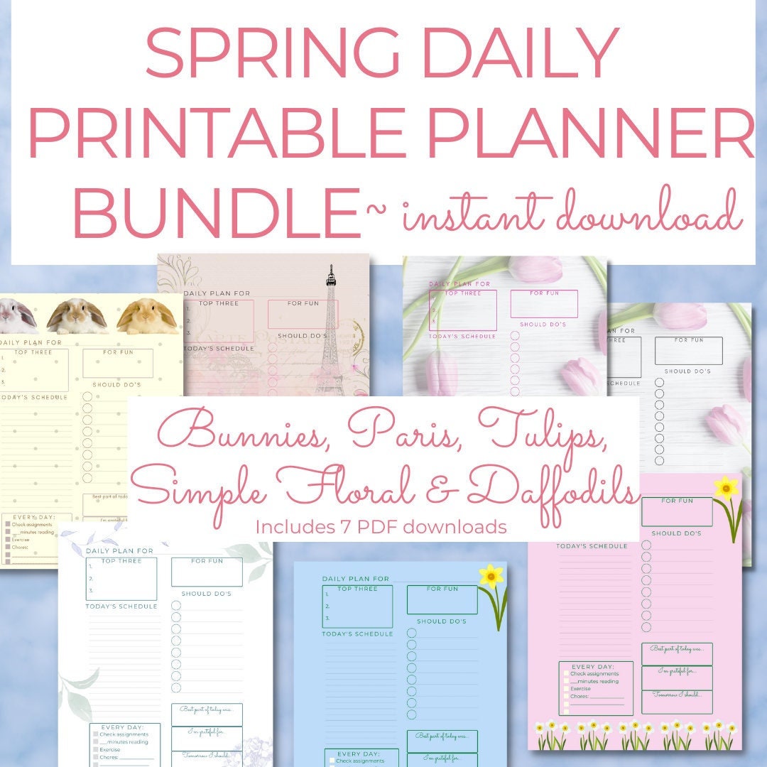 Spring Printable Daily Planner Bundle | Spring Planner Variety for ...