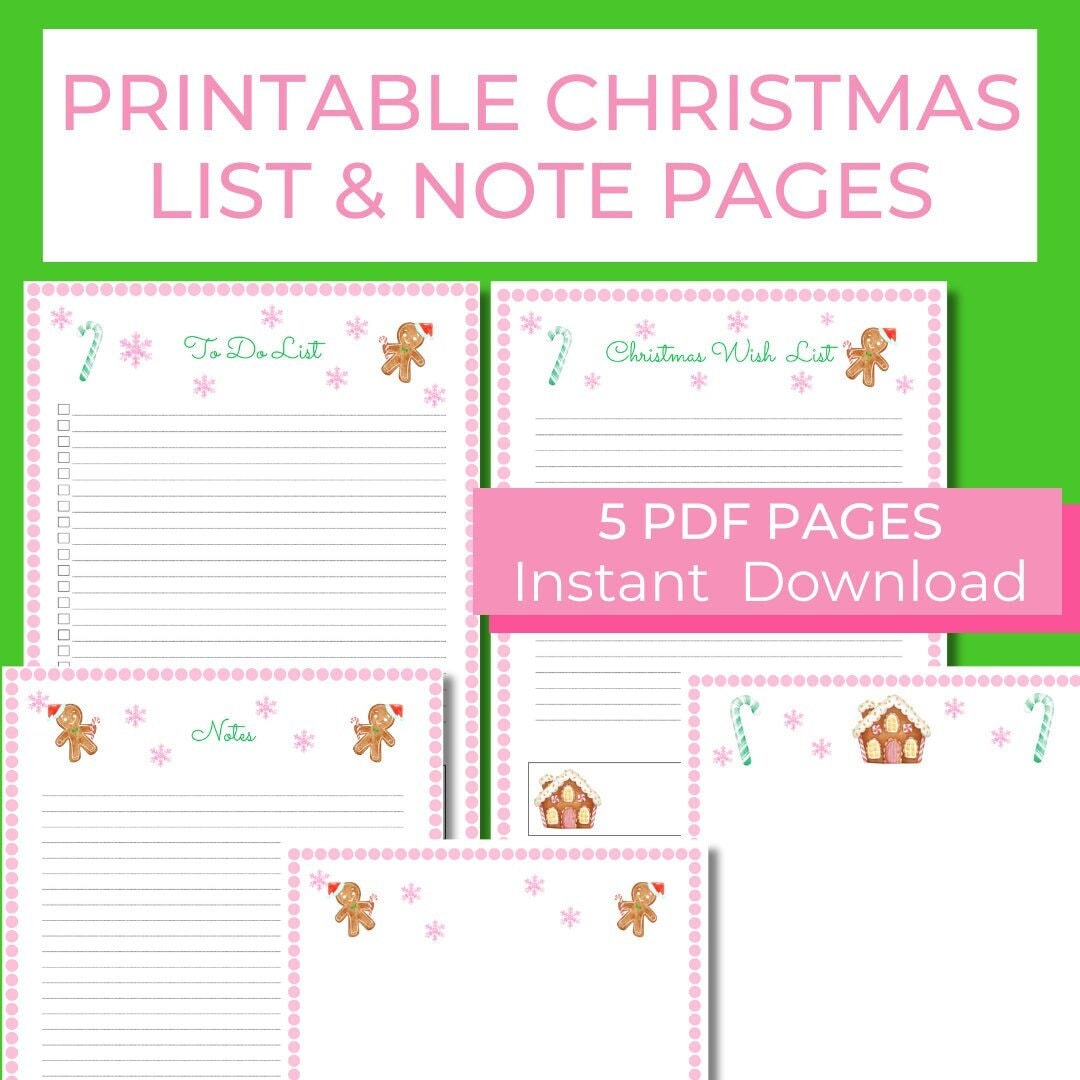 Pink Christmas Printable to Do List Christmas Wish List Printable Cute ...