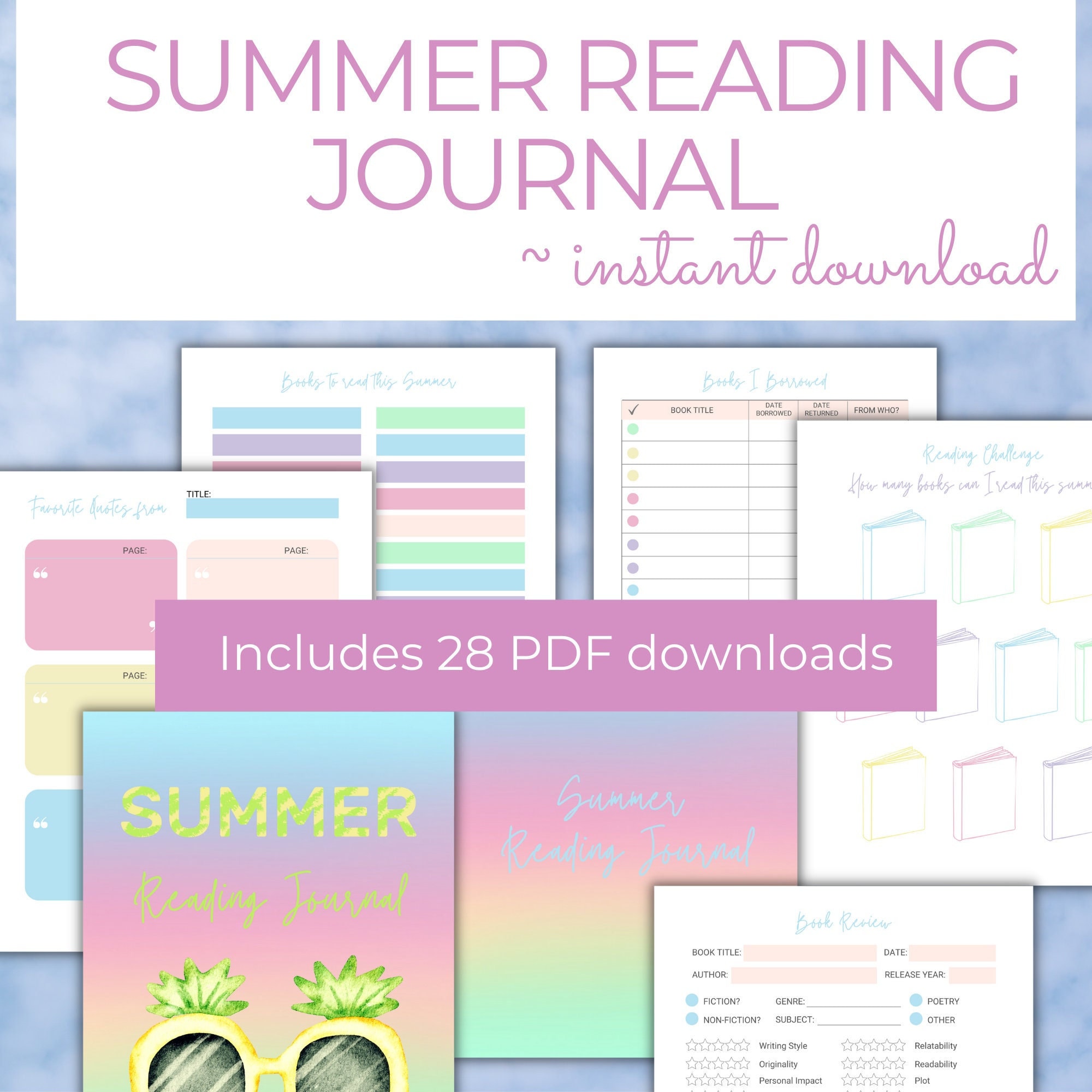 Summer Reading Journal for Teens, Tweens Printable Reading Planner 2024 ...