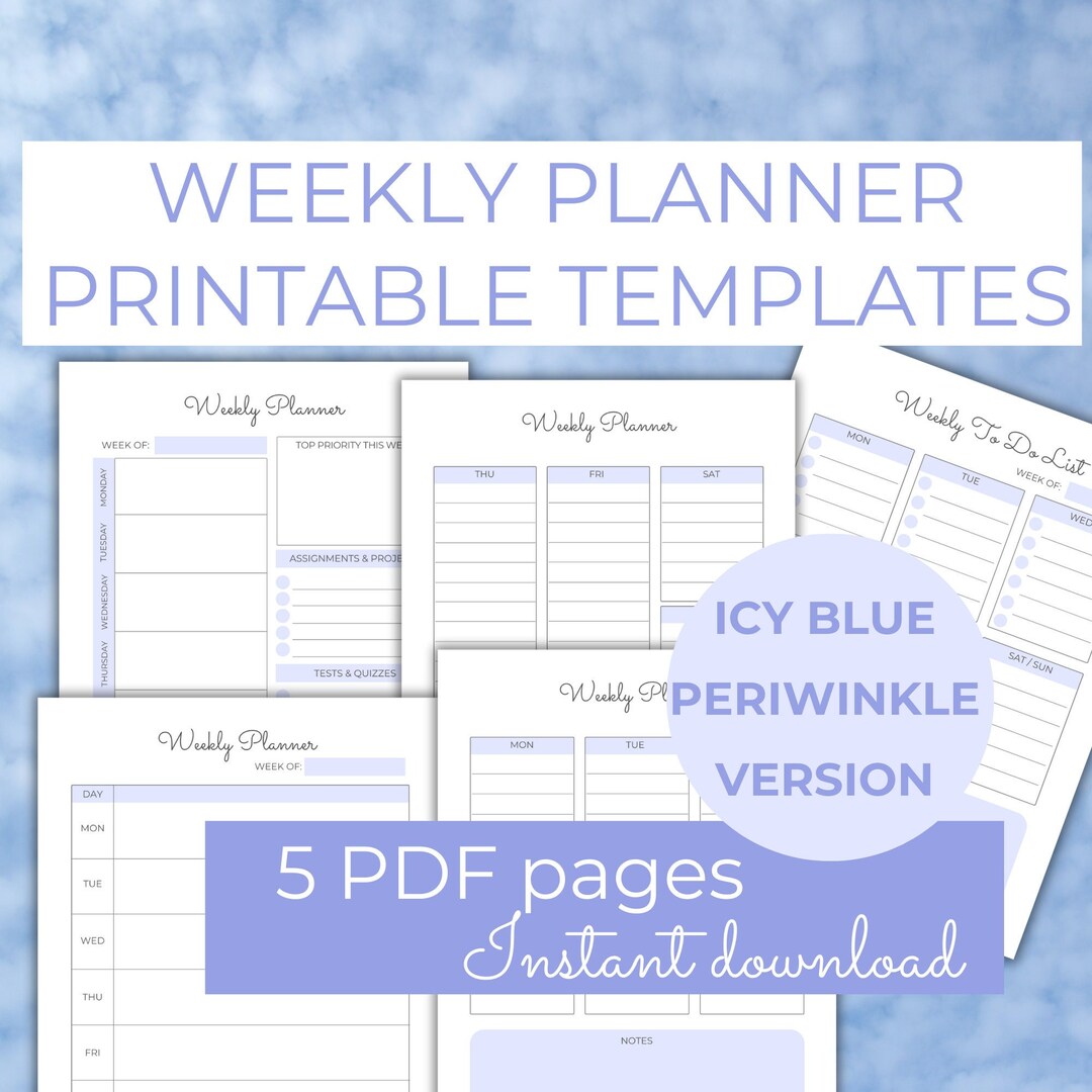 Weekly Planner Printable Template, Weekly Schedule, Weekly to Do List ...