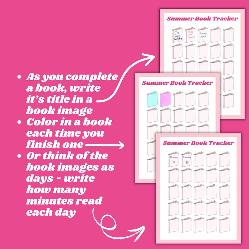 Pink Summer Printable Reading Tracker PDF, Teen Reading Log Tracker ...