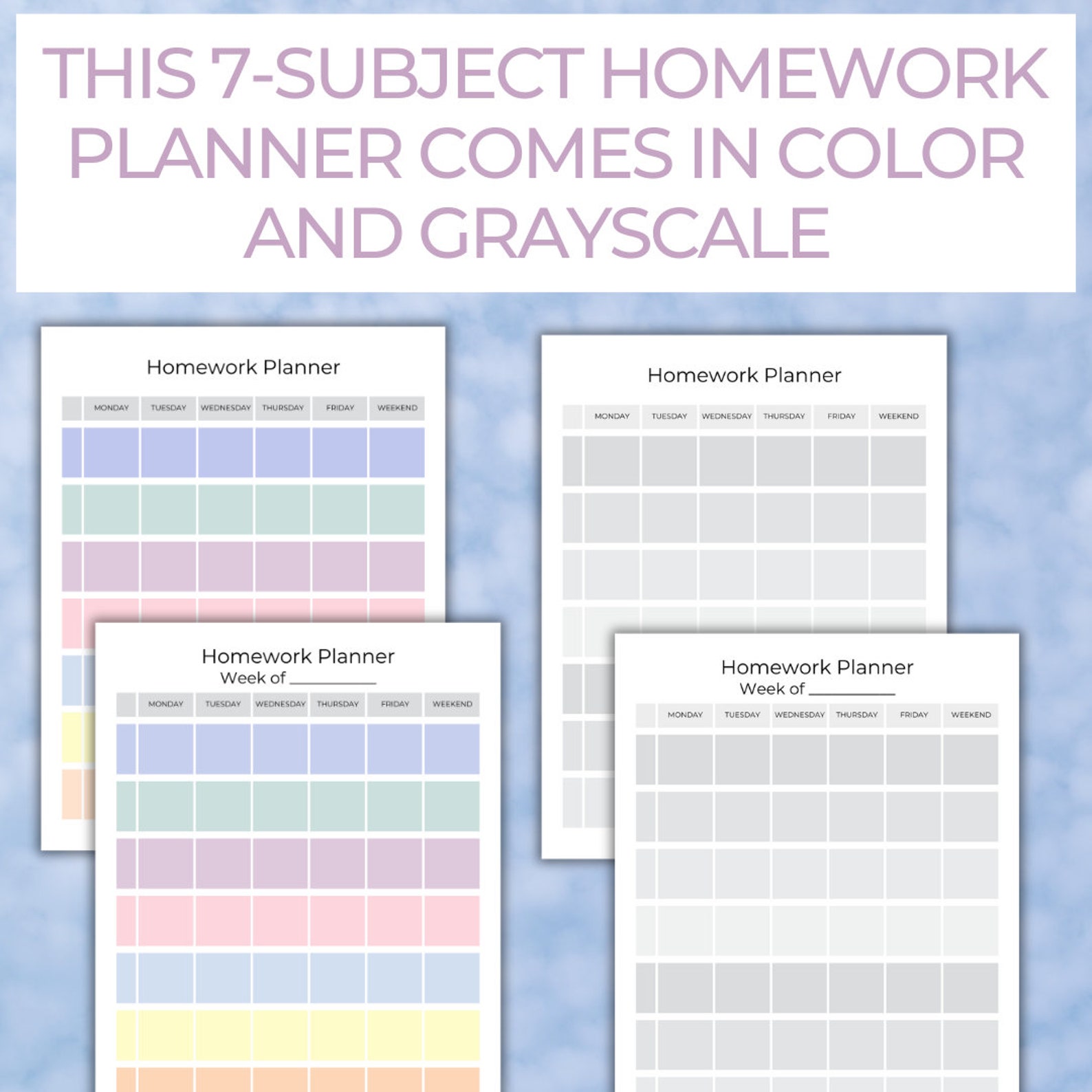Homework Planner Printable, Middle School Planner, Study Planner ...