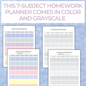 Homework Planner Printable, Middle School Planner, Study Planner ...