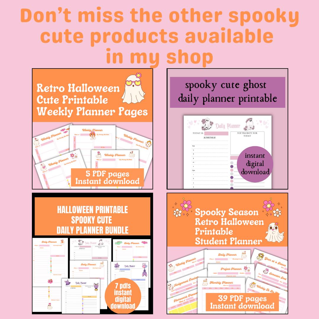 Spooky Cute Ghost Printable to Do List Planner Pages, Pastel Goth ...