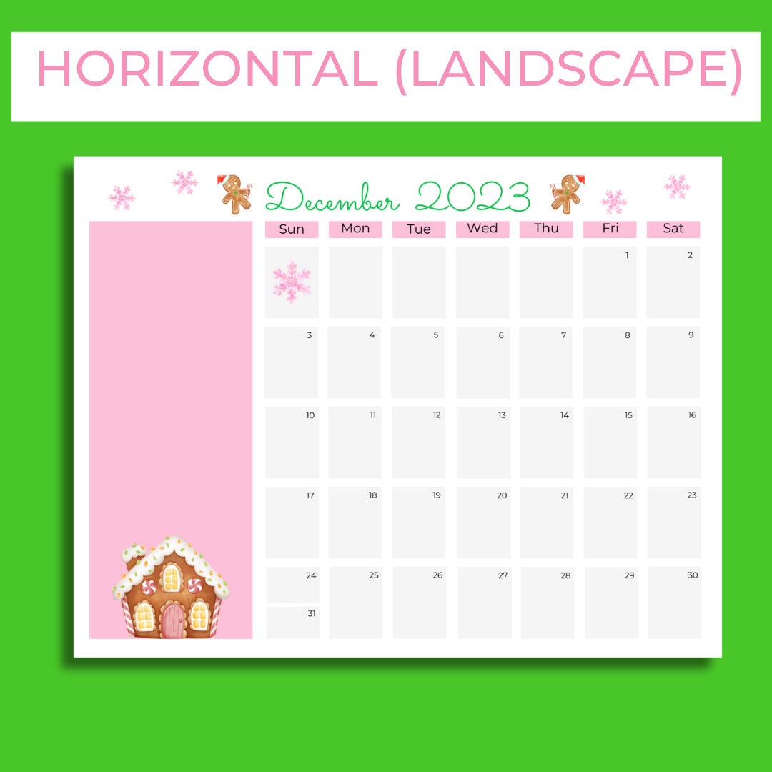 Printable December 2023 Calendar Pink Christmas Printable Planner ...