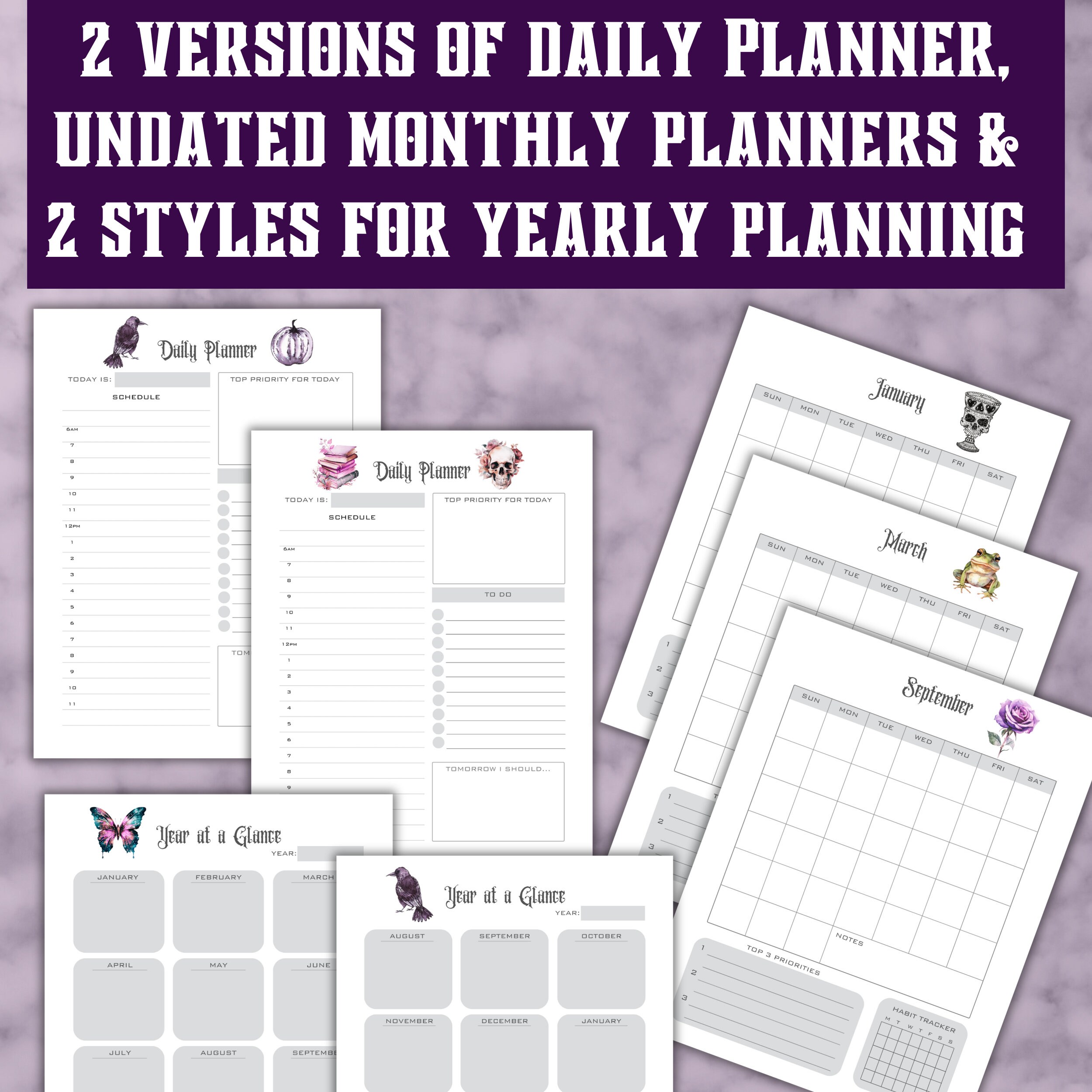 Whimsigoth Student Planner Printable, Dark Academia Printable Planner ...