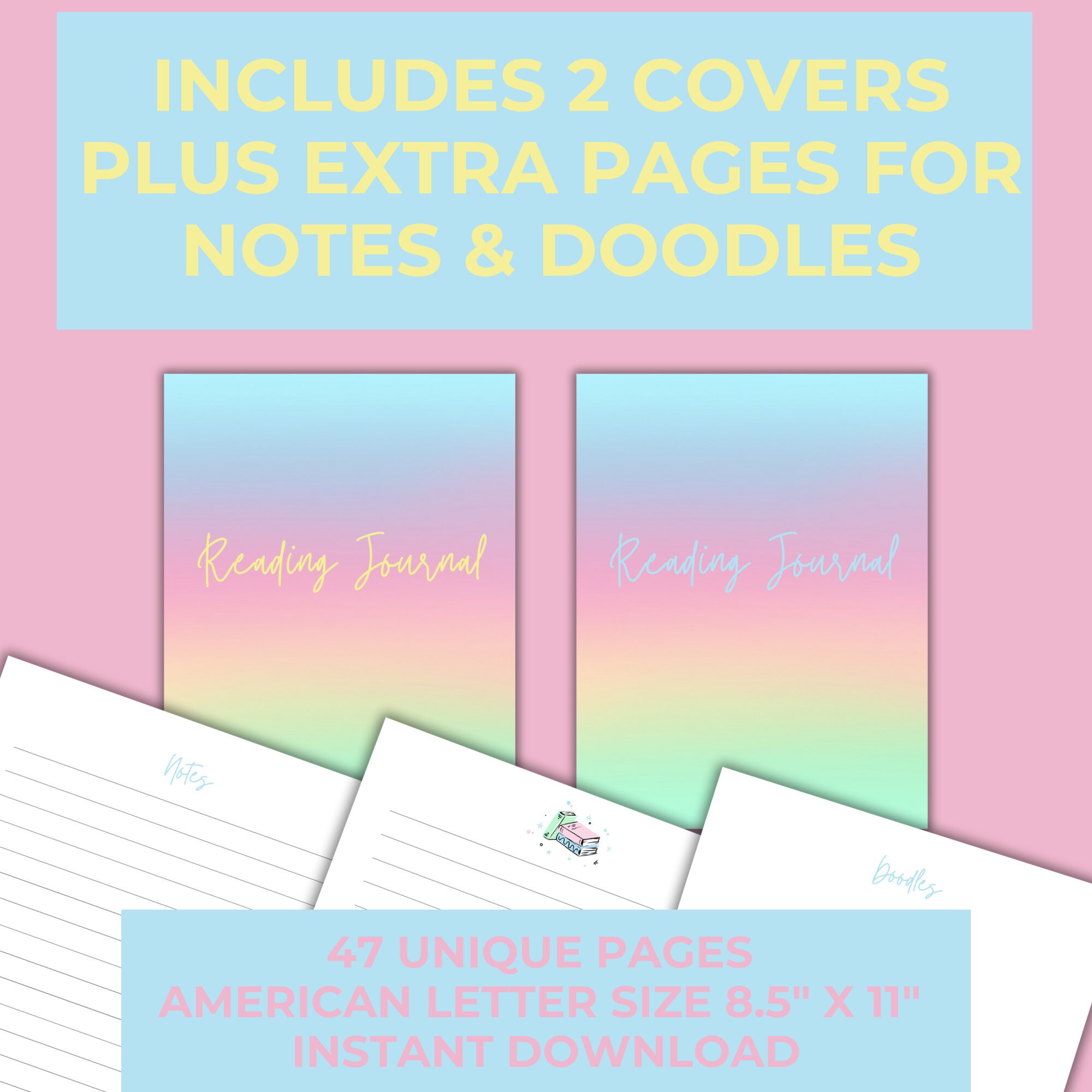 Rainbow Reading Journal Template, Ultimate Reading Planner, Reading Log ...