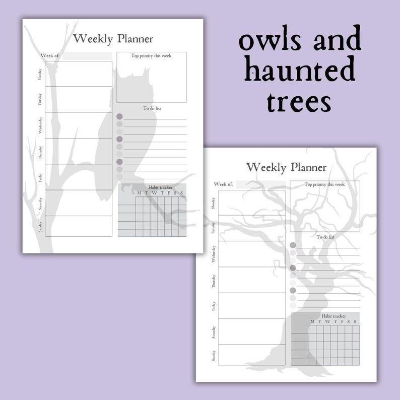 Spooky Weekly Planner Pages, Weekly Planner Gothic Victorian Printable ...