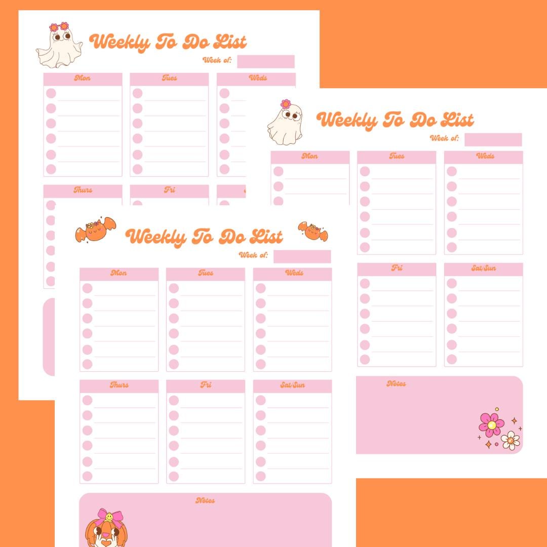 Spooky Cute Ghost Printable to Do List Planner Pages, Pastel Goth ...