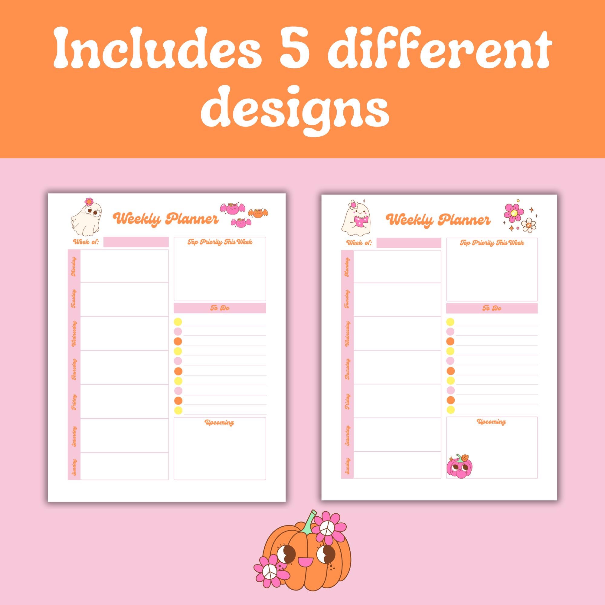 Spooky Cute Printable Weekly Planner, Halloween Bundle Cute Planner for ...