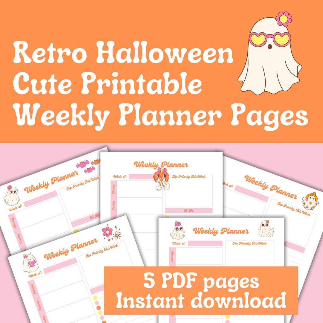 Spooky Cute Printable Weekly Planner, Halloween Bundle Cute Planner for ...