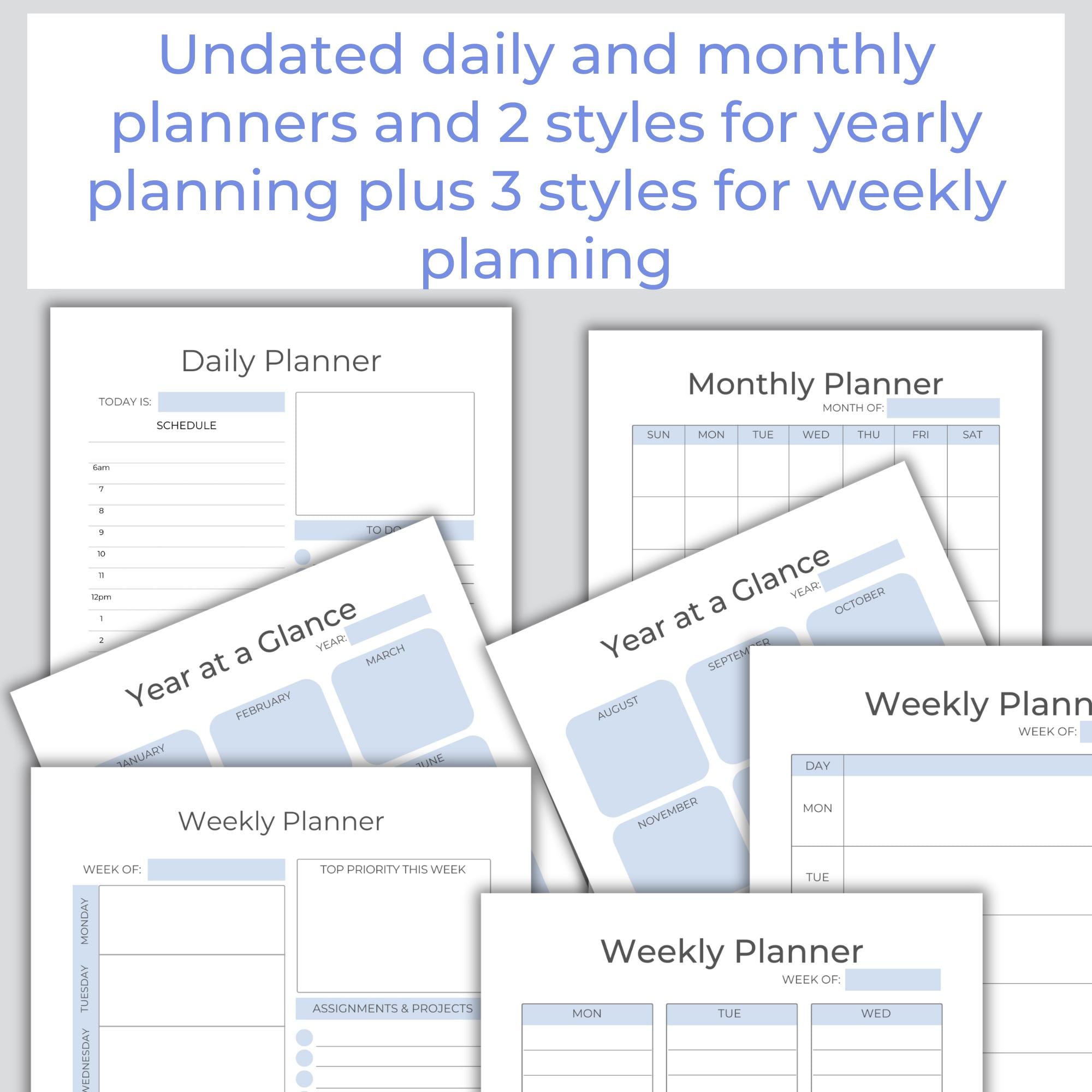 2025 Middle School Planner Printable Academic Planner Calendar, ADHD ...
