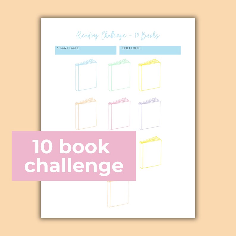 Reading Challenge 10, 25, 52, 100 Book Challenge Planner, 25 Book ...