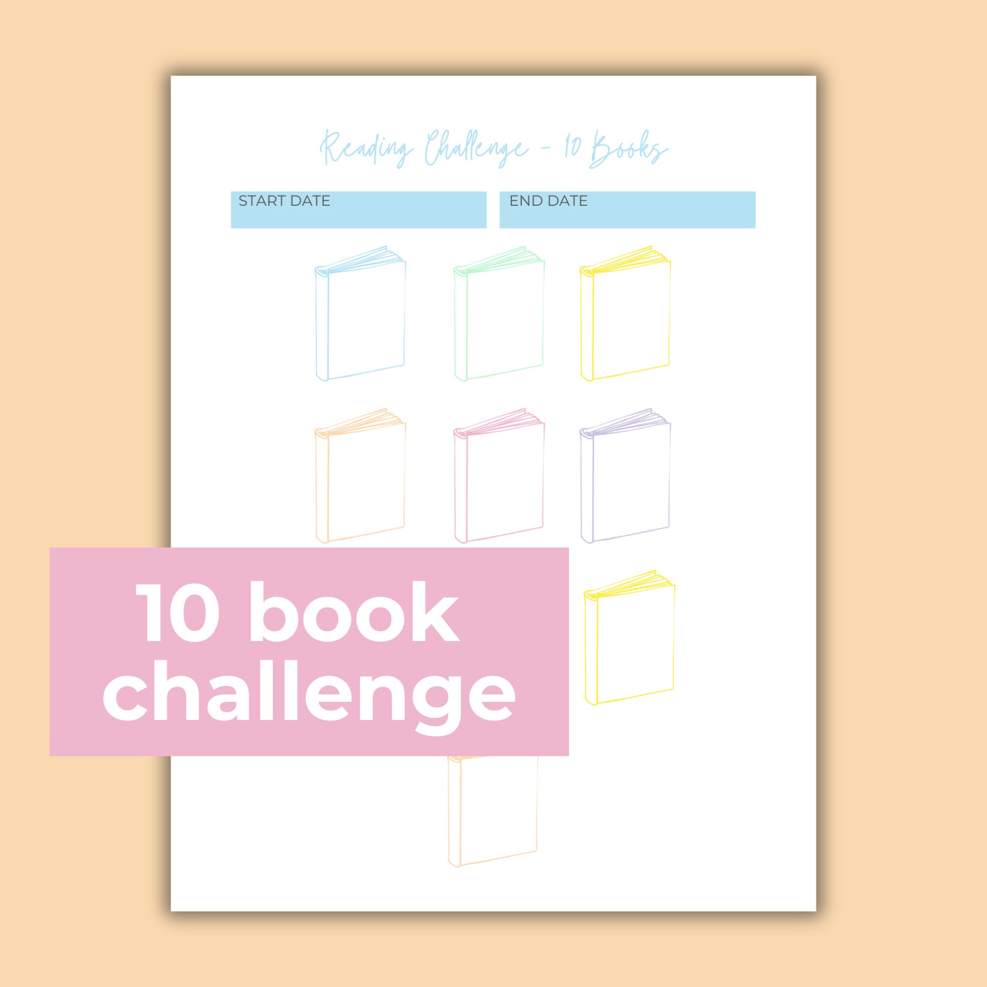 Reading Challenge 10, 25, 52, 100 Book Challenge Planner, 25 Book ...