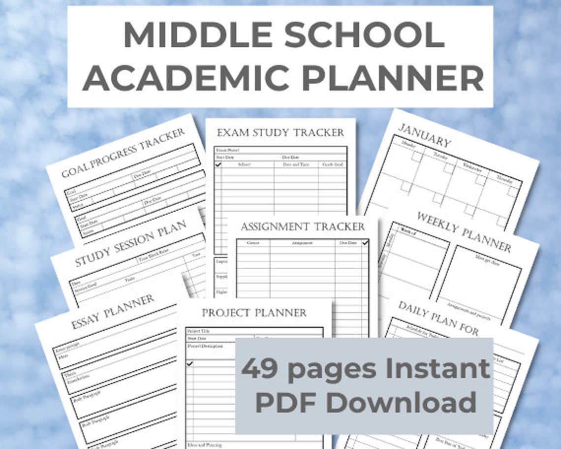 Middle School Student Planner Printable, Middle School Organization ...