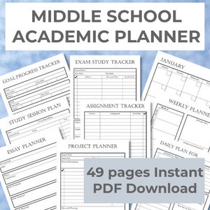 Middle School Student Planner Printable, Middle School Organization ...