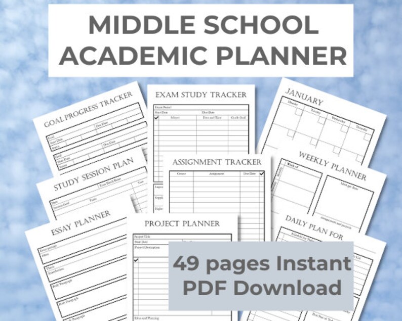 Middle School Student Planner Printable, Middle School Organization ...