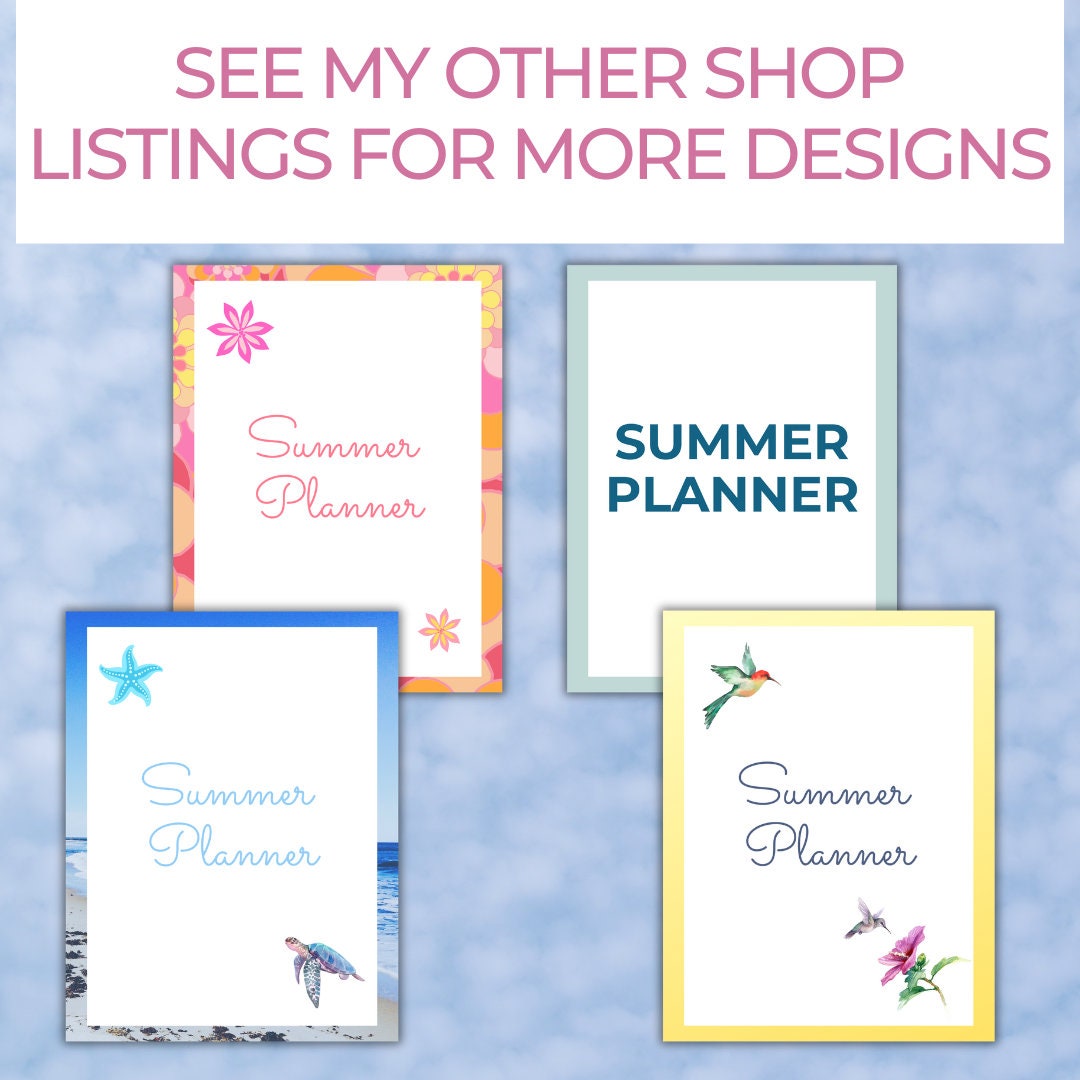 Summer Printable Planner 2024 Summer Calendar, Ocean Planner, Teen ...