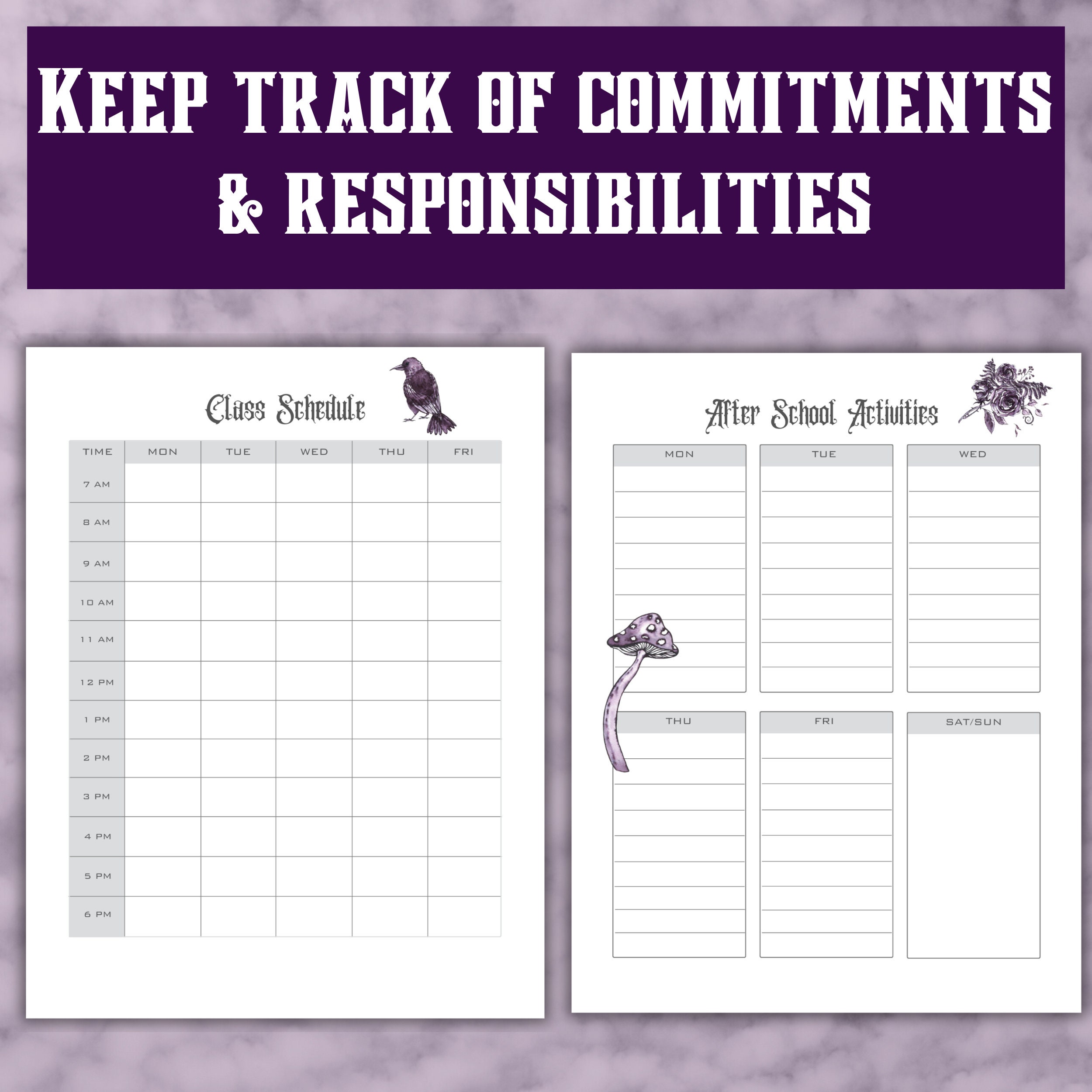 Whimsigoth Student Planner Printable, Dark Academia Printable Planner ...