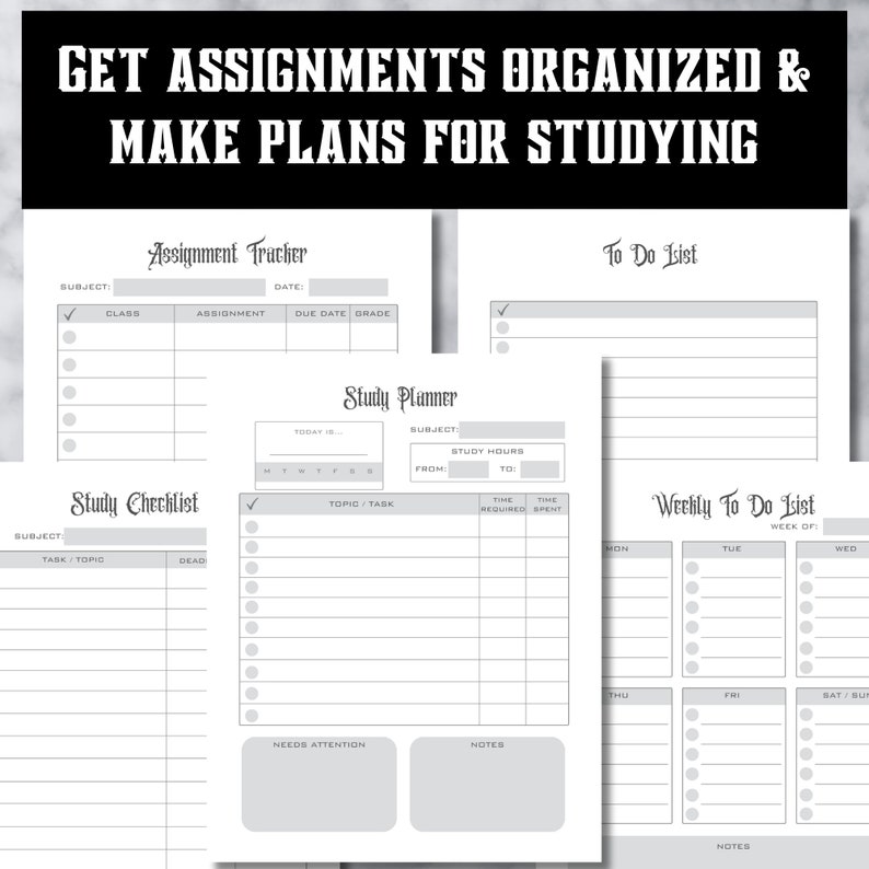 High School Student Planner Printable Goth, Dark Academia Printable ...