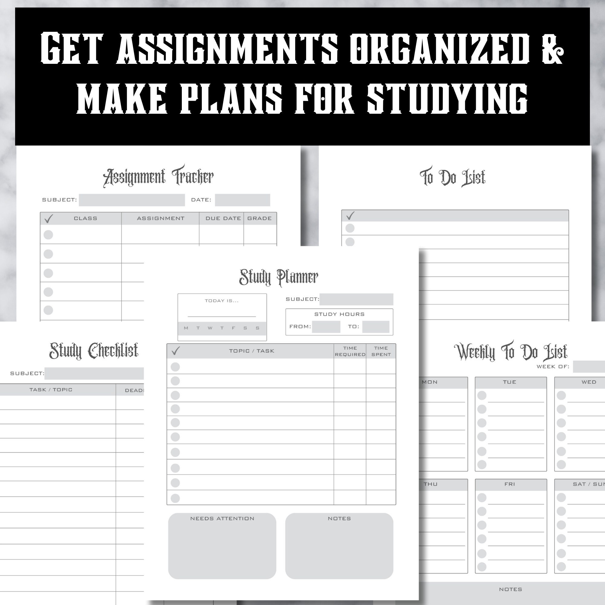 High School Student Planner Printable Goth, Dark Academia Printable ...