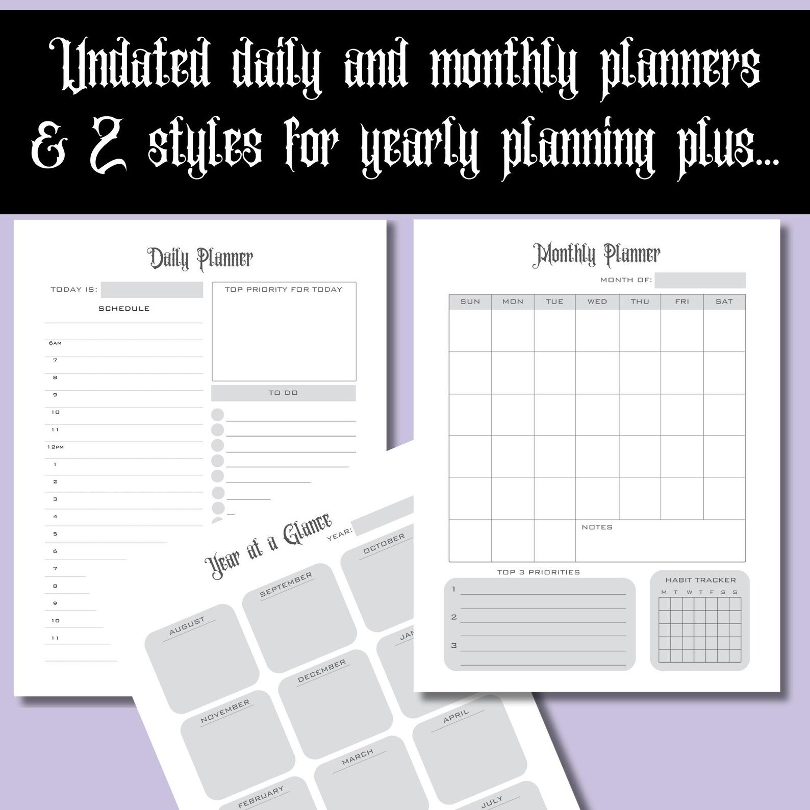 Gothic Printable Planner Inserts A5, Dark Academia Planner Goth, High ...