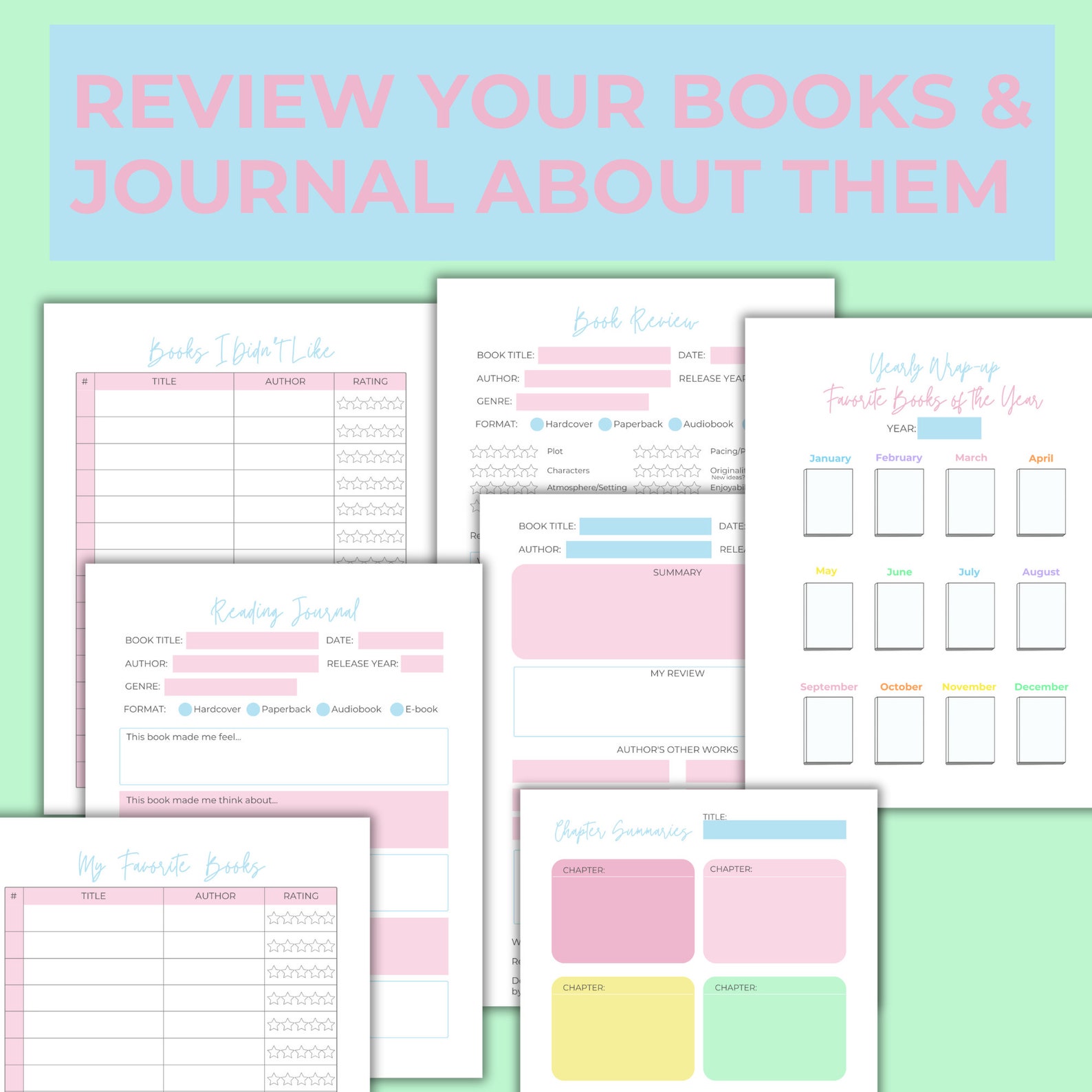 Rainbow Reading Journal Template, Ultimate Reading Planner, Reading Log ...