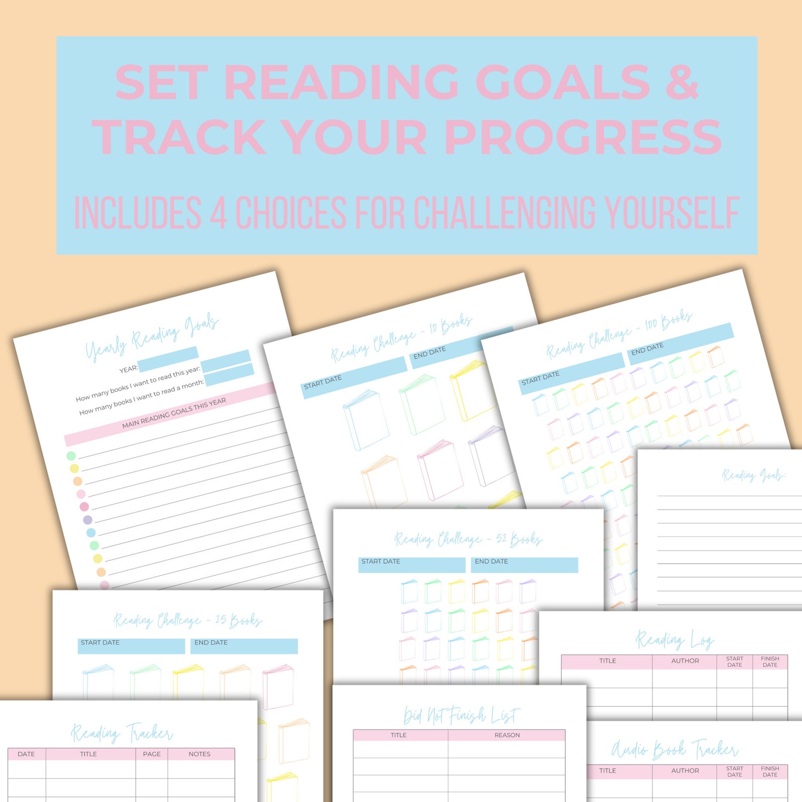 Rainbow Reading Journal Template, Ultimate Reading Planner, Reading Log ...