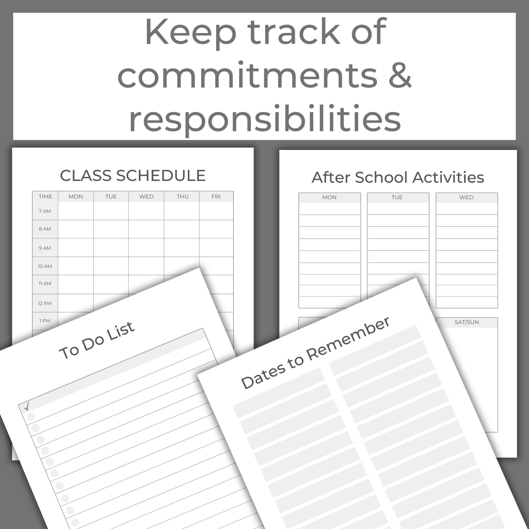 Academic Planner Simple, High School Planner Printable for Boy ...