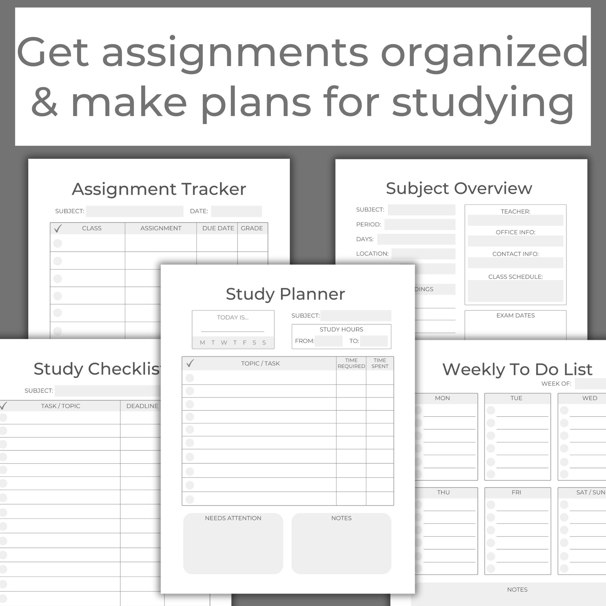 Academic Planner Simple, High School Planner Printable for Boy ...