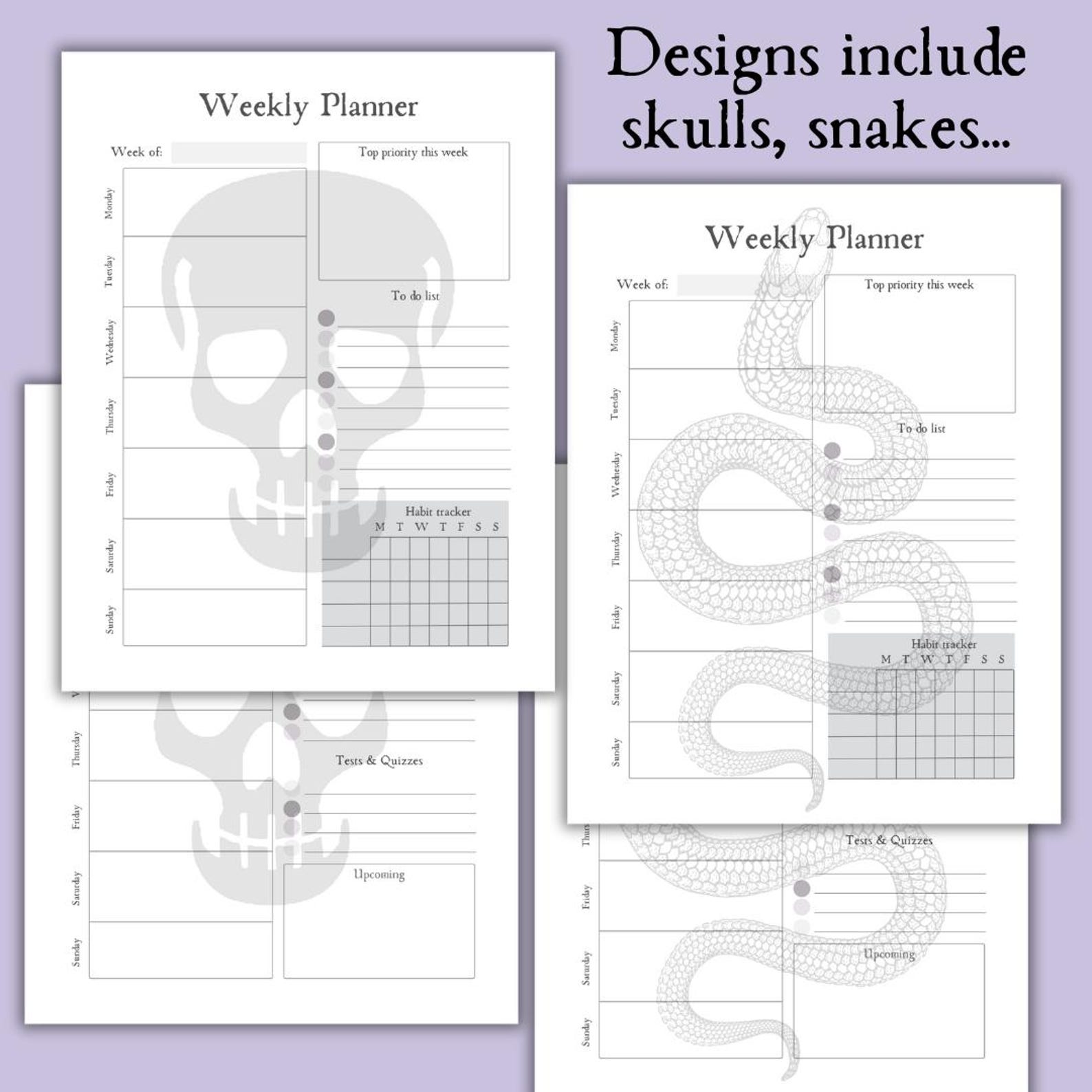 Spooky Weekly Planner Pages, Weekly Planner Gothic Victorian Printable ...