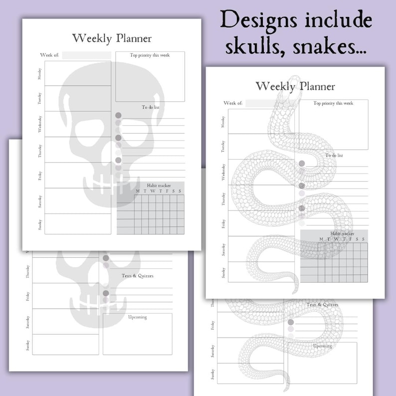 Spooky Weekly Planner Pages, Weekly Planner Gothic Victorian Printable ...