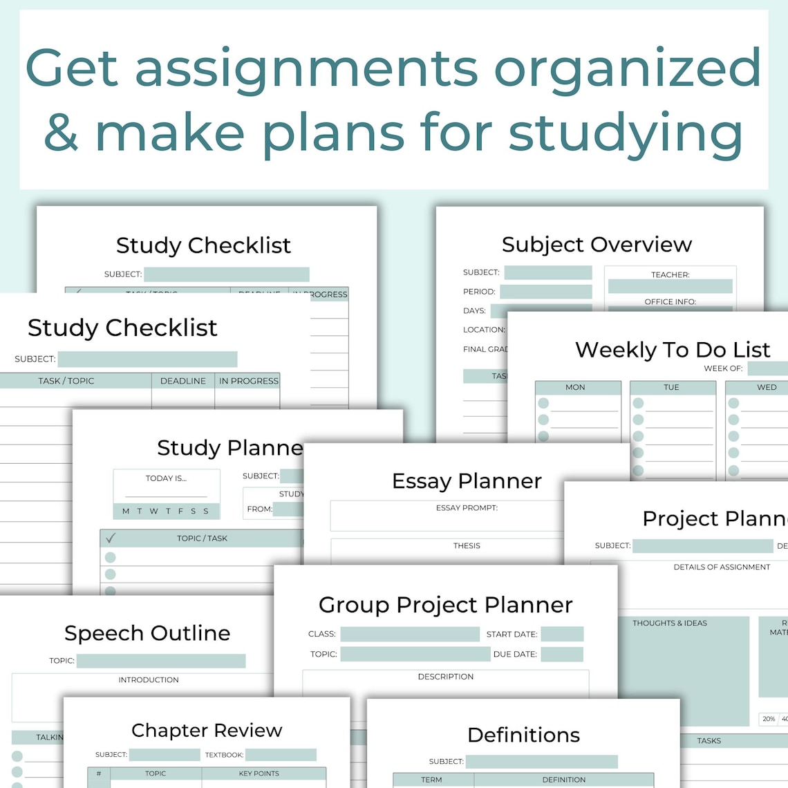 2025-2026 Middle School Planner Printable Green, Student Homework ...