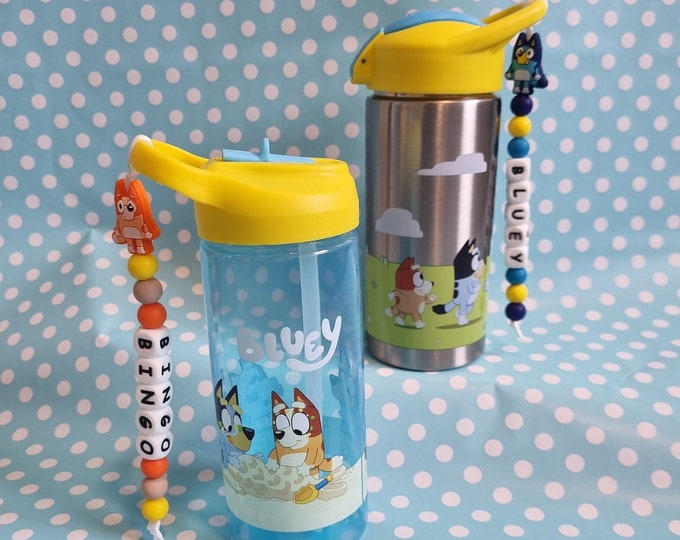 Bluey Straw Drink Bottle With Custom Name | Bingo Drink Bottle | Bluey ...