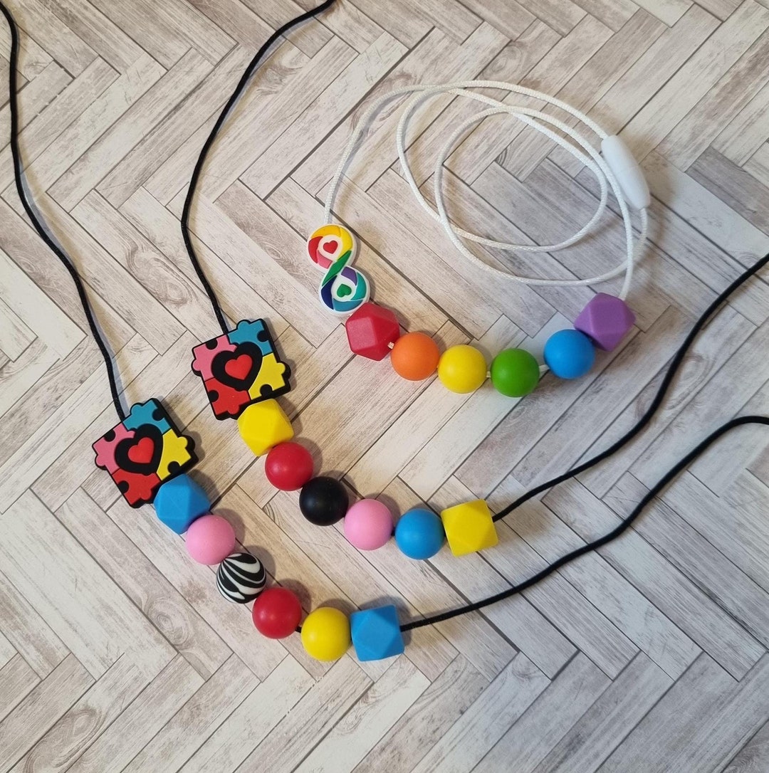 Neurodiversity Silicone Bead Necklace, Rainbow Infinity Autism Necklace ...