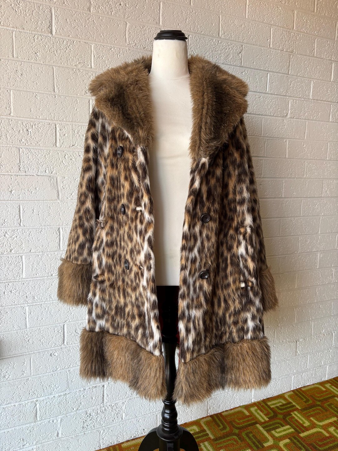 Vintage 1960s Leopard Print Faux Fur Coat – Otex Melbourne – Mid-length ...