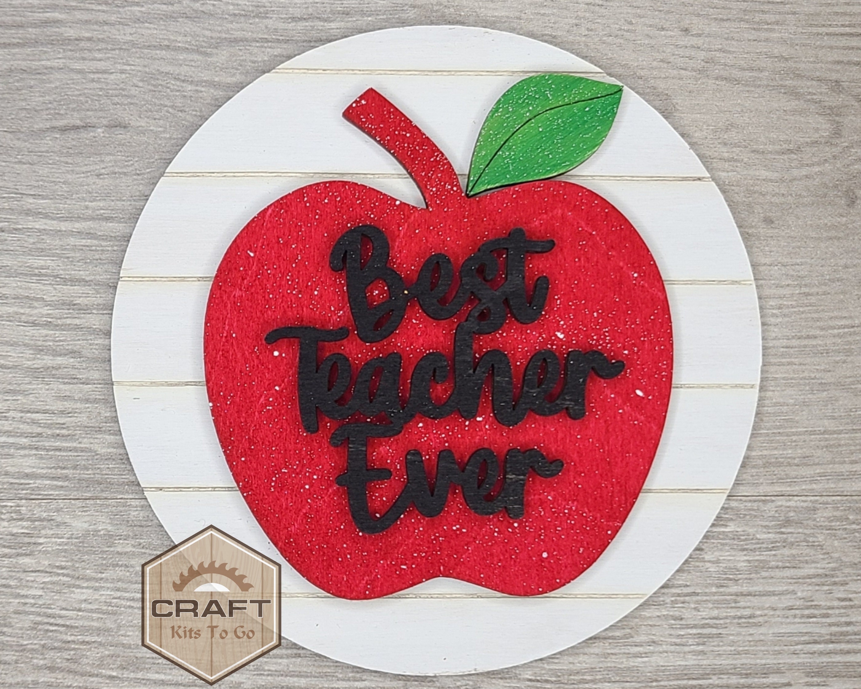 Best Teacher Ever Class School Craft Kit DIY Paint Kit Tier Tray Wood ...